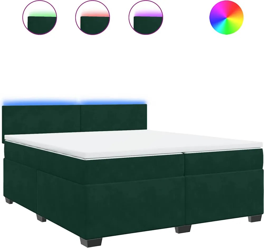 Box spring postel s matrací tmavě zelená 200x200 cm samet 3288699