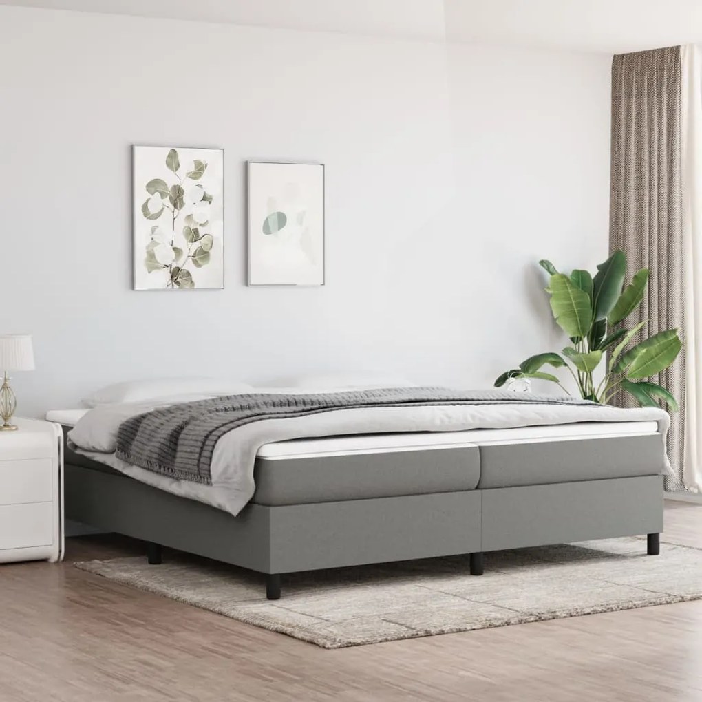 Box spring postel s matrací tmavě šedá 200x200 cm textil 3144448