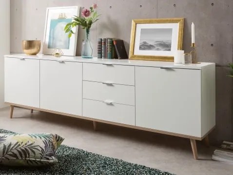 Široká komoda Göteborg, bílá/dub sonoma