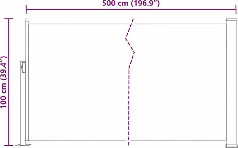 vidaXL Zatahovací boční markýza/zástěna na terasu 100 x 500 cm [48382] Barva: Šedá