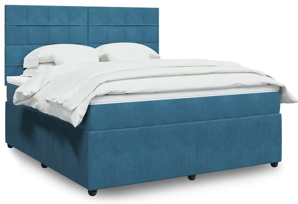 Box spring postel s matrací modrá 180 x 200 cm samet 3294710