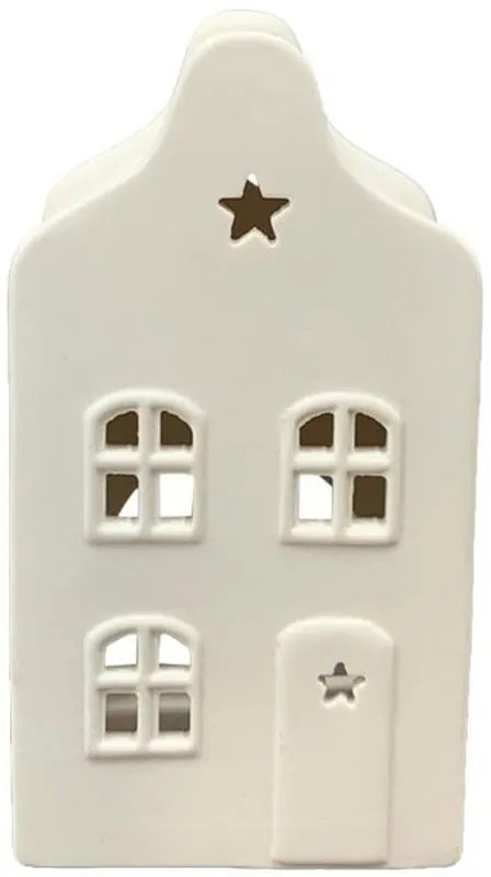Krémový antik porcelánový domek na svíčku House Ivory - 5*4*10 cm