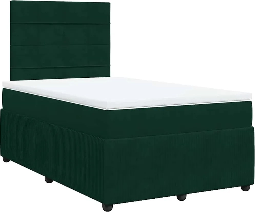 Box spring postel s matrací tmavě zelená 120x190 cm samet 3292289
