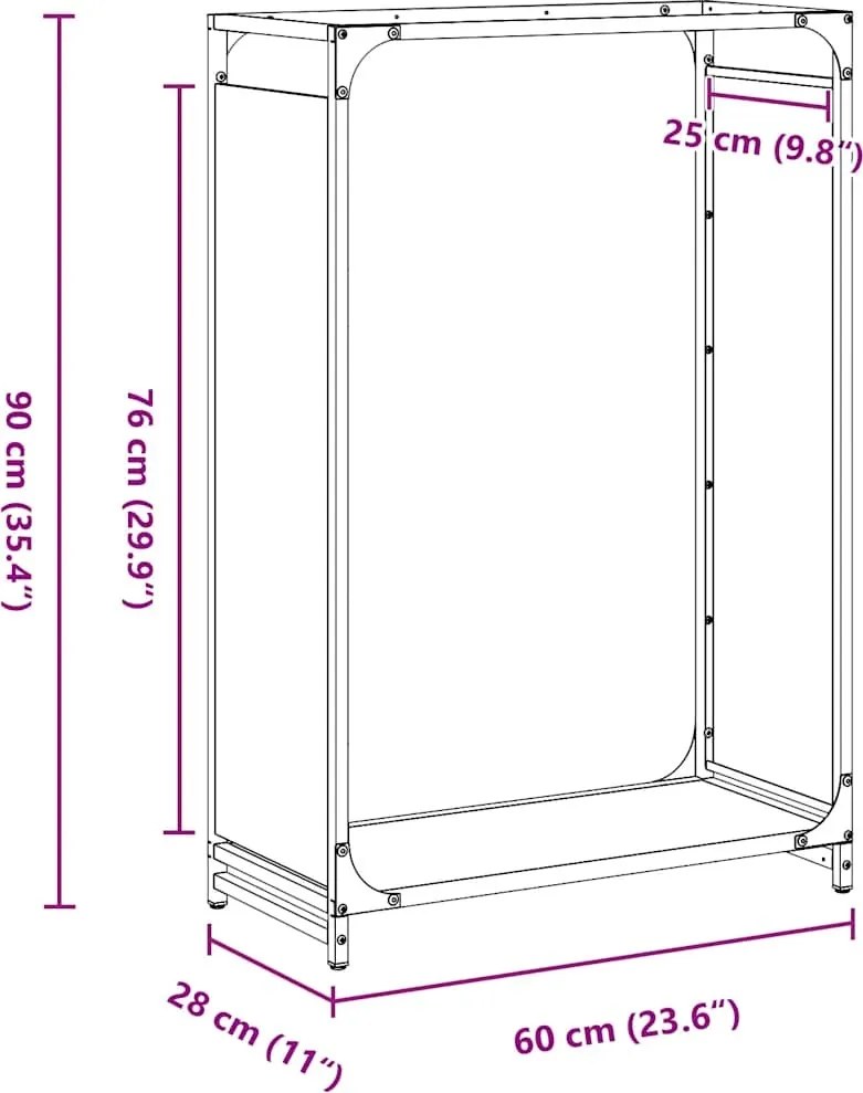 vidaXL Stojan palivové dřevo Ocel válcovaná za studena [864211] Barva: Černá