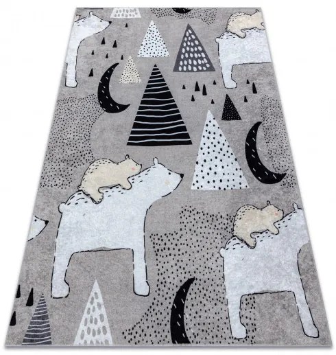 Dywany Łuszczów, Dětský kusový koberec Junior 51974.802 Bears grey, 80x150, šedá, dětský pokoj