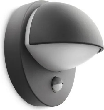 Venkovní nástěnné svítidlo Philips June E27 12W IP44 s pohybovým čidlem antracit