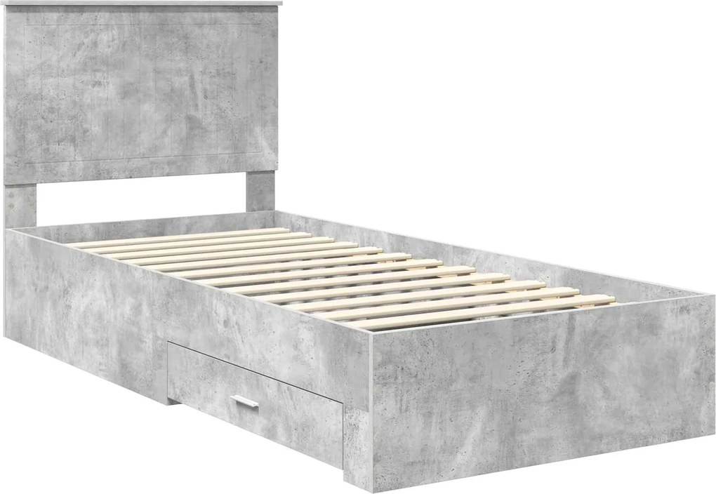 Rám postele s čelo Betonově šedá 90 x 190 cm Kompozitní dřevo 3411362
