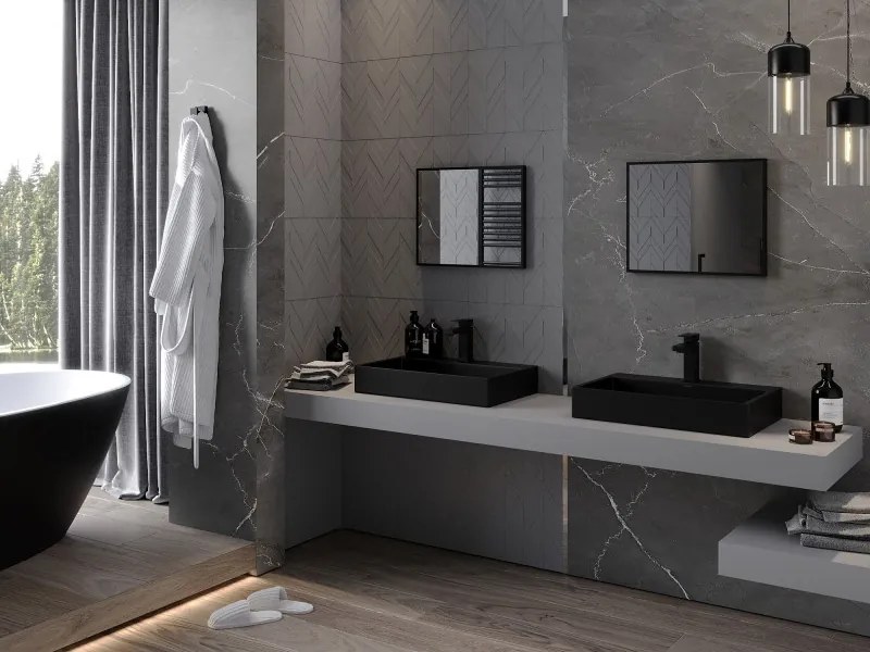 Mexen Loft obdélníkové koupelnové zrcadlo 50 x 40 cm, černý rám - 9852-050-040-000-70