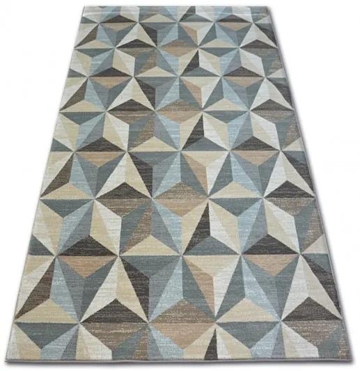 3kraft Kusový koberec ARGENT - W6096 trojúhelníky béžový / modrý