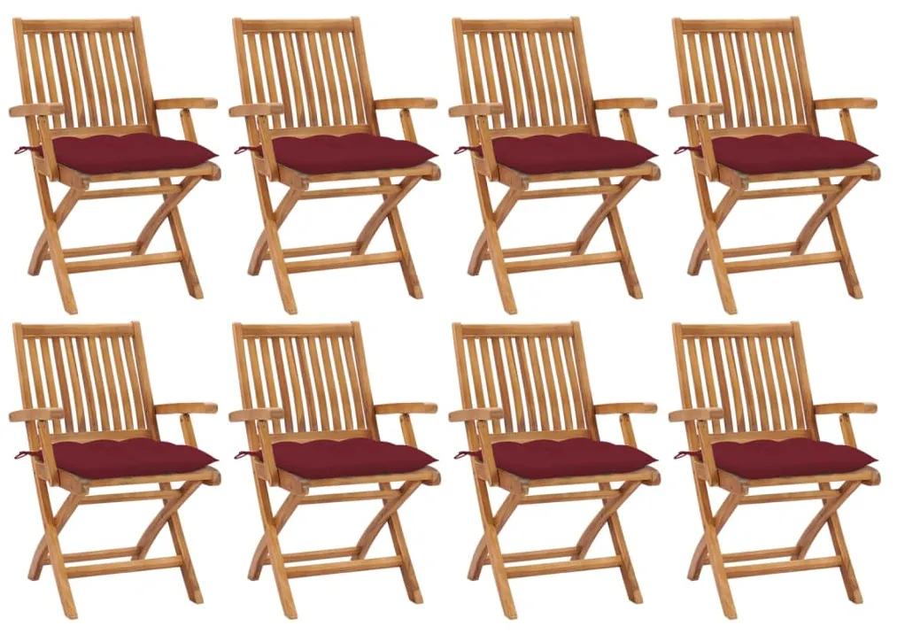 Skládací zahradní židle s poduškami 8 ks masivní teak,  3072801