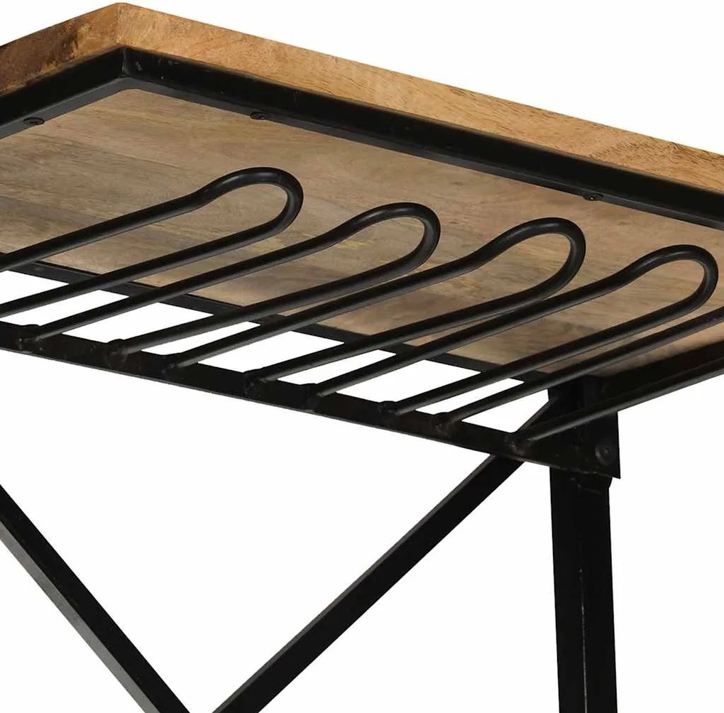 Stojan na víno traktor žlutý 49 x 31 x 172 cm masivní mangovník 320488