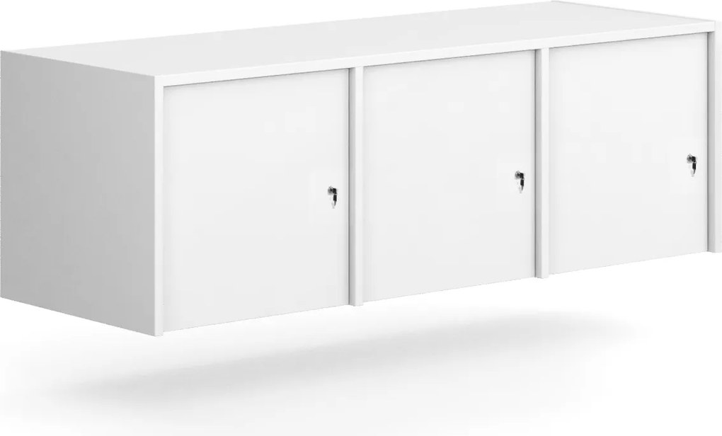 Nástavba pro skříně FRAME, 3x dveře, 1299 x 450 x 427 mm, cylindrický zámek, bílá