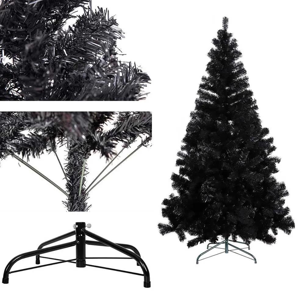 Černý umělý vánoční stromek, 210cm 1000 větví