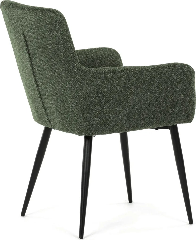 Jídelní židle KLAUDIE - zelená látka / černé kovové nohy