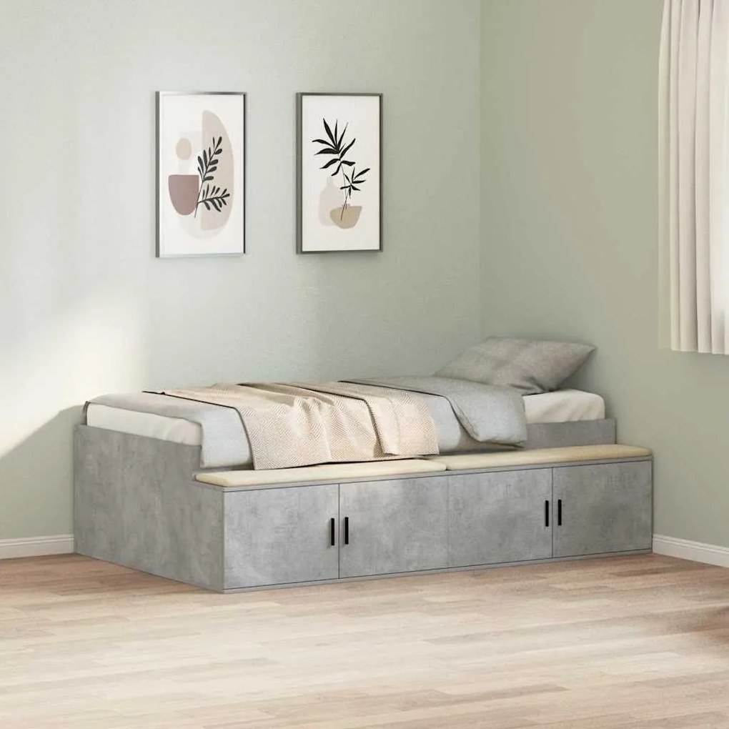 Rám postele Betonově šedá 100 x 200 cm Kompozitní dřevo 3335184