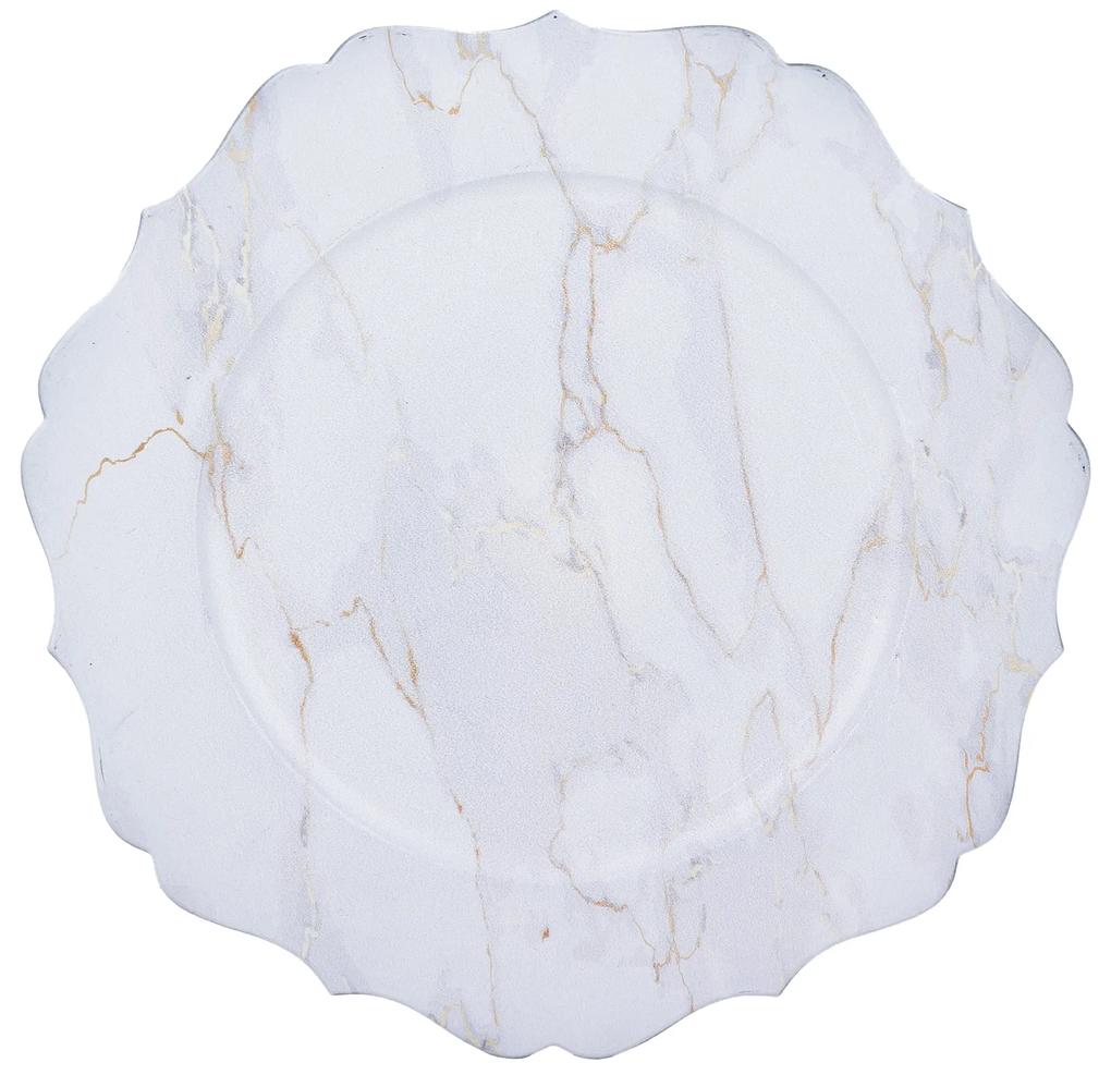 Dekorativní talíř plastový bílý mramor 159834
