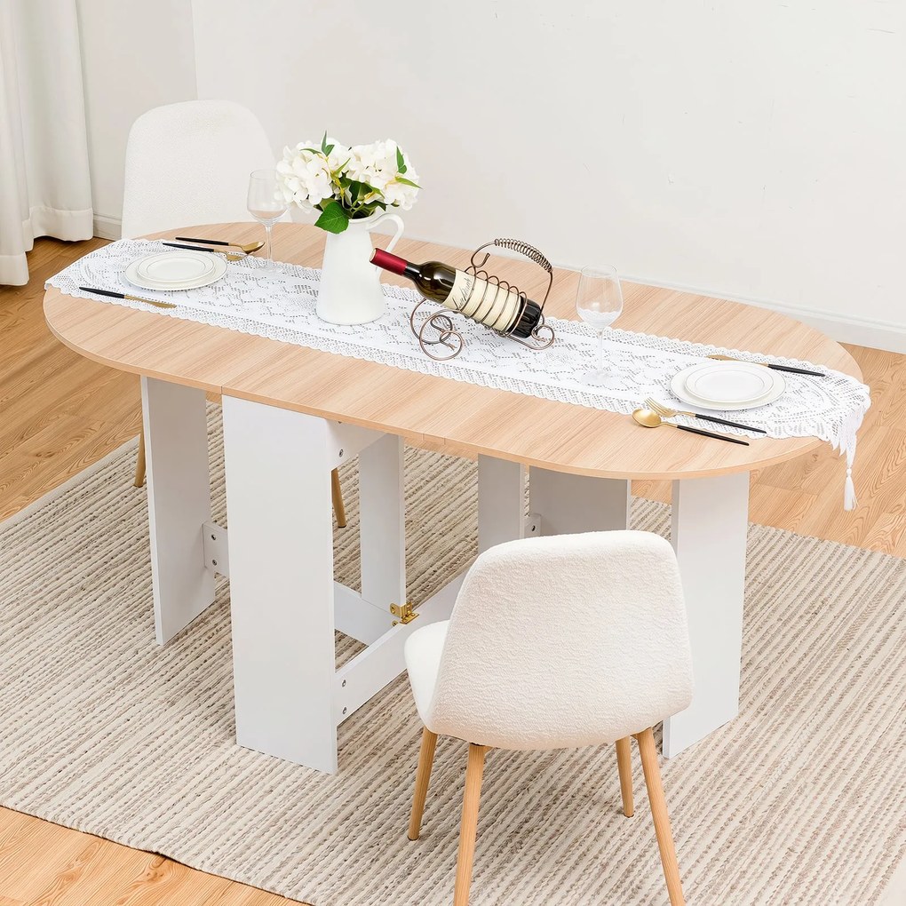 Costway Skládací stůl kulatý Skládací pro 4 až 7 osob – 163 × 80 × 75 cm