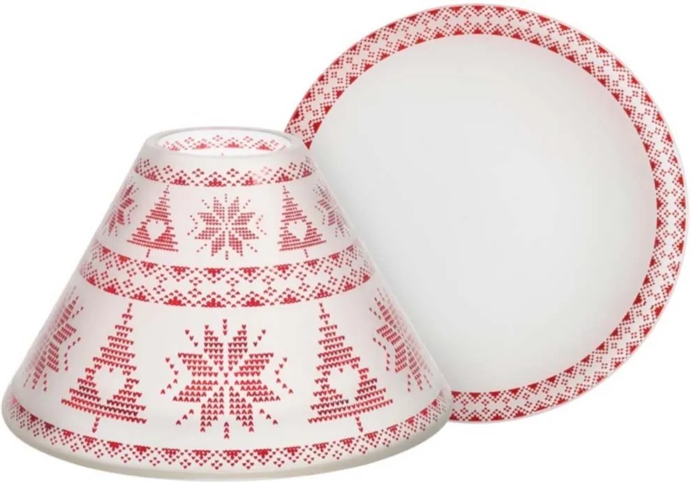 Yankee Candle - sada stínidlo + talířek Red Nordic Frosted Glass