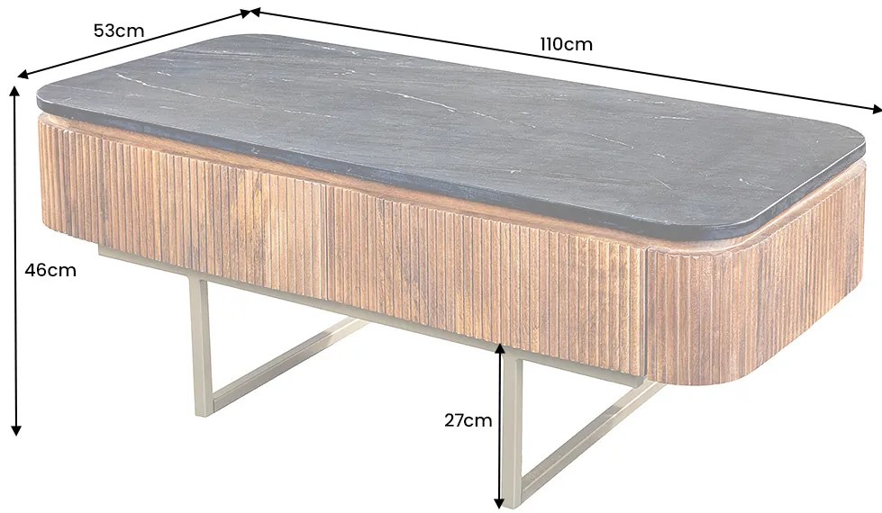 Designový konferenční stolek Daichi 110 cm mango/mramor