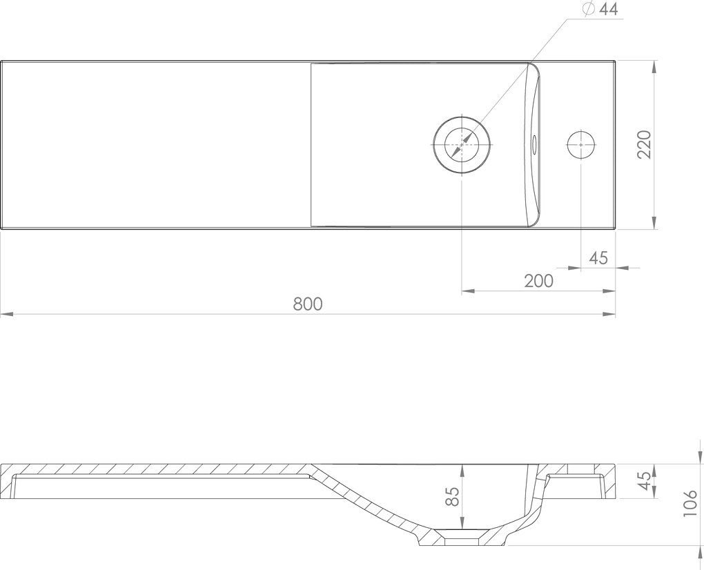 Sapho Agos AS080 umyvadlo 80 x 22 cm litý mramor