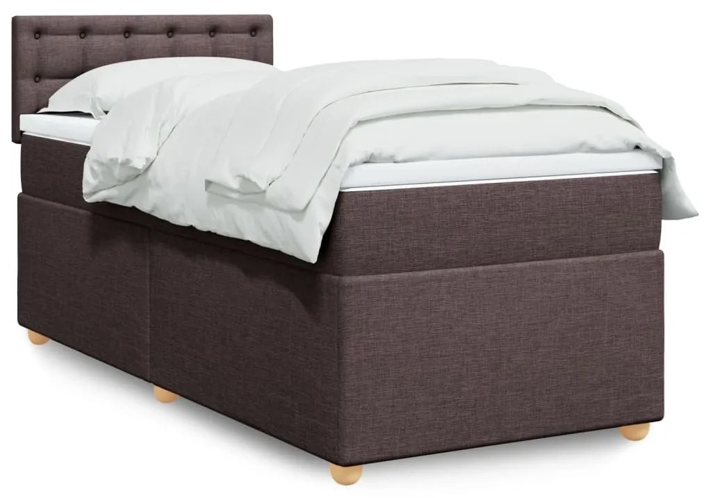 Box spring postel s matrací tmavě hnědá 80x200 cm textil