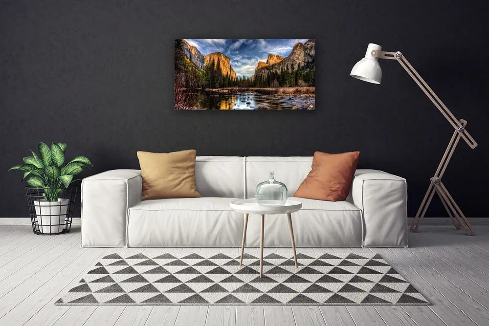 Obraz na plátně Hora Les Jezero Příroda 140x70 cm