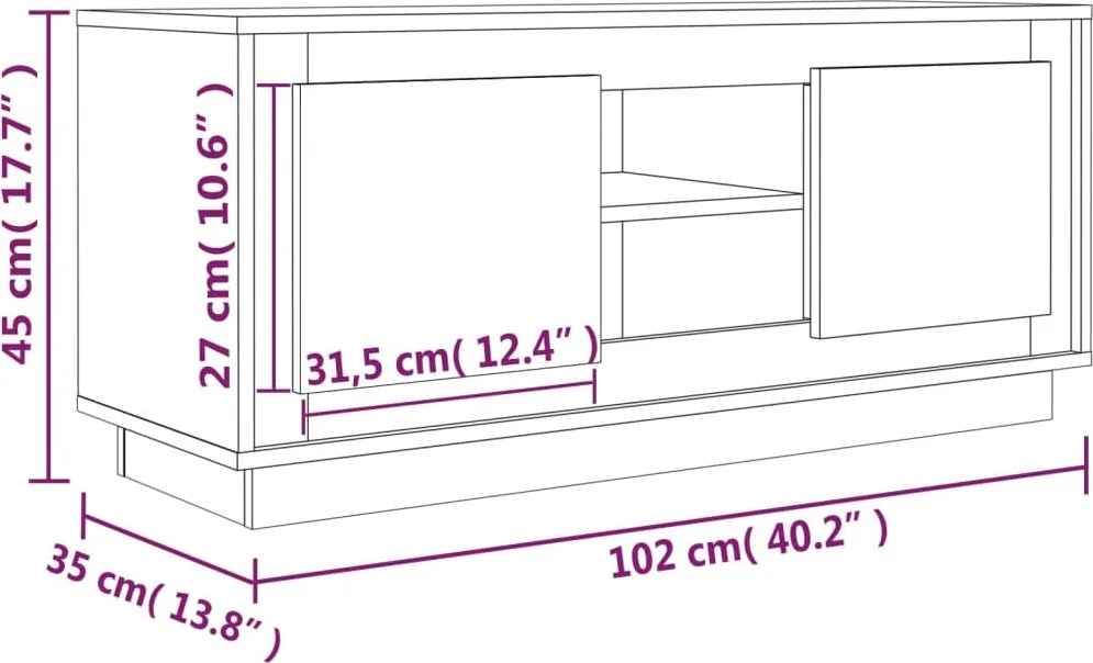 vidaXL TV skříňka 102 x 35 x 45 cm kompozitní dřevo [819862] Barva: bílá s vysokým leskem