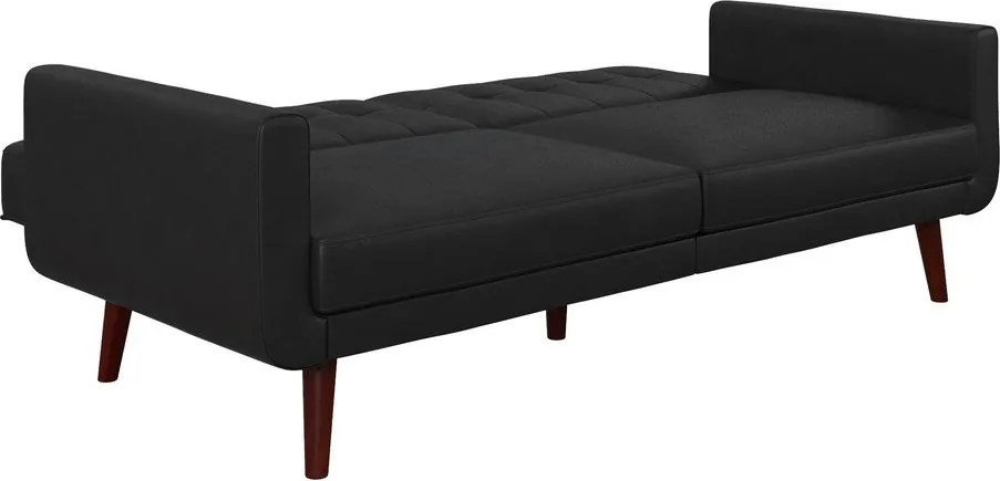 Černá rozkládací pohovka z imitace kůže 200 cm Nola – Støraa