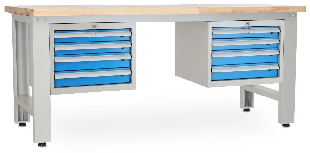 Dílenský stůl Solid OAK-44, 210 cm, 2 závěsné boxy, dub