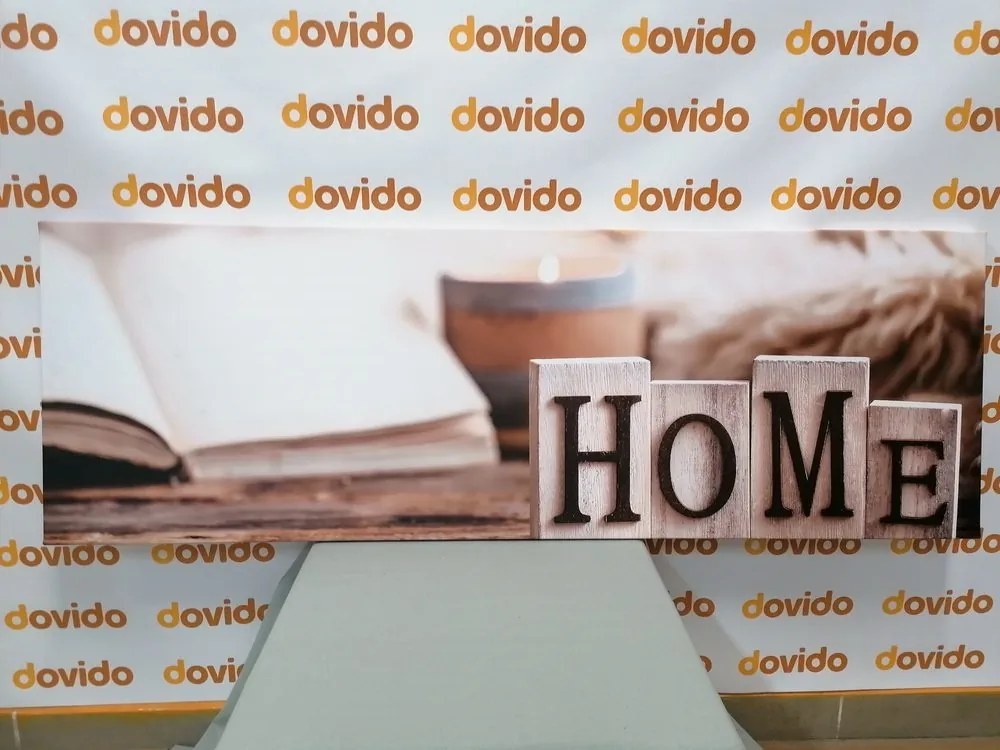 Obraz dřevěné písmenka s nápisem Home - 120x40 cm