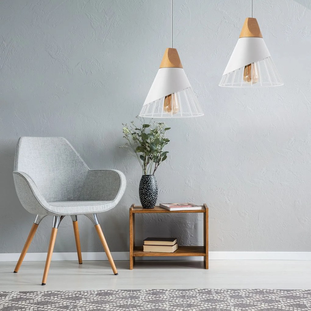 Toolight Toolight, závěsná stropní lampa 1xE27 APP226-1CP, bílá-hnědá, OSW-00893