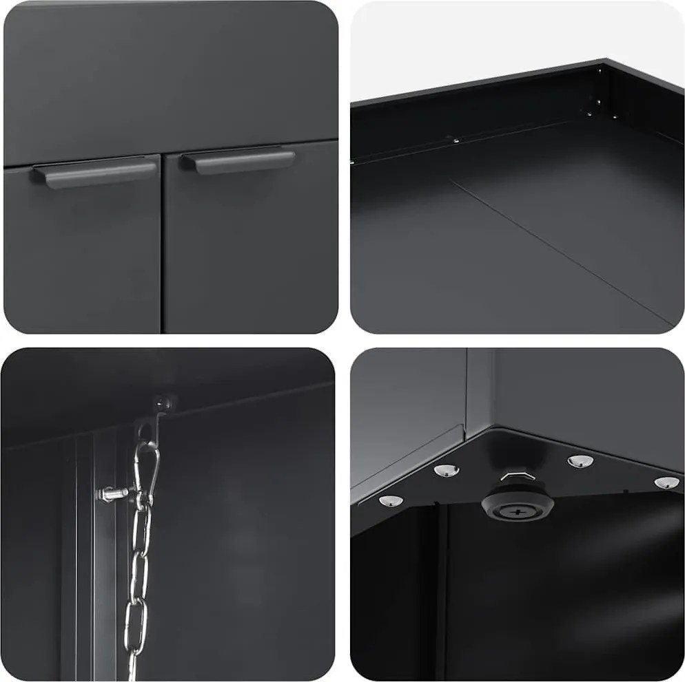 vidaXL Úložný box na 2 popelnice Antracit 136 x 77,5 x 121,5 cm [3394743]