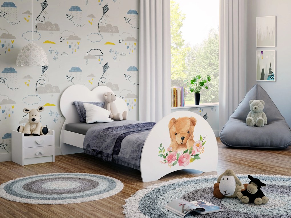 Svět pokojů MRÁČEK Dětská postel s obrázkem - MEDVÍDEK Barva: Cappucino, Úložný prostor: ANO, Rozměr: 160x80 cm