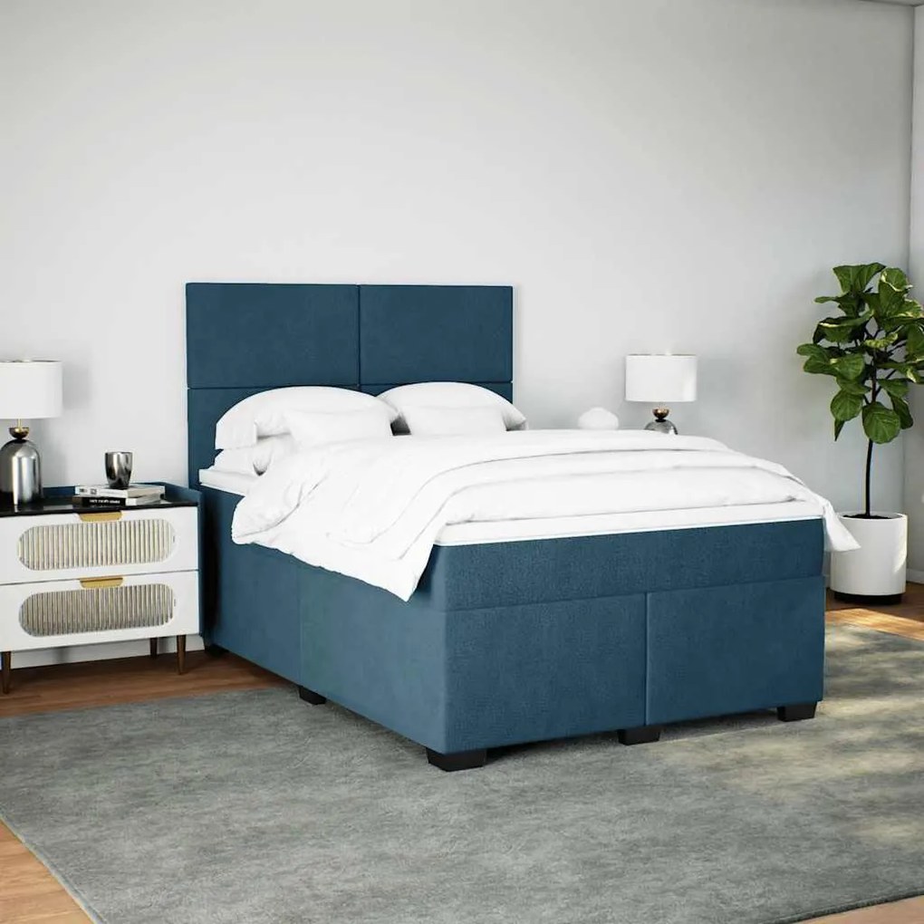 Box spring postel s matrací modrá 140 x 200 cm samet 3293228