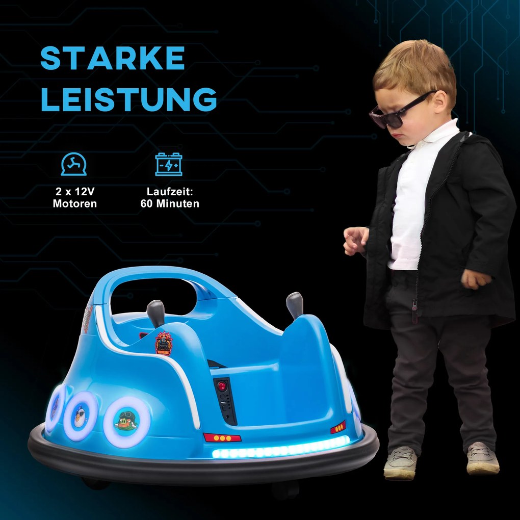 AIYAPLAY 12V dětské odrážedlo s dálkovým ovládáním 2,4 G, elektrické odrážedlo s hudbou a světly, 1,5-3 km/h, dětské elektrické auto s 360° otáčením,…