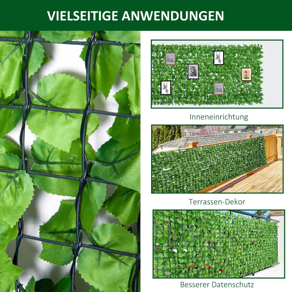 Outsunny Umělý živý plot Soukromí Živý plot Terasa Nástěnná dekorace Světle zelená 300 x 150 cm