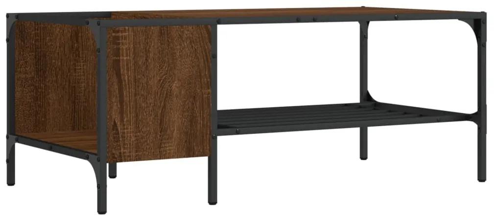Konferenční stolek s regálem hnědý dub 100x51x40 cm kompozit - Default Title