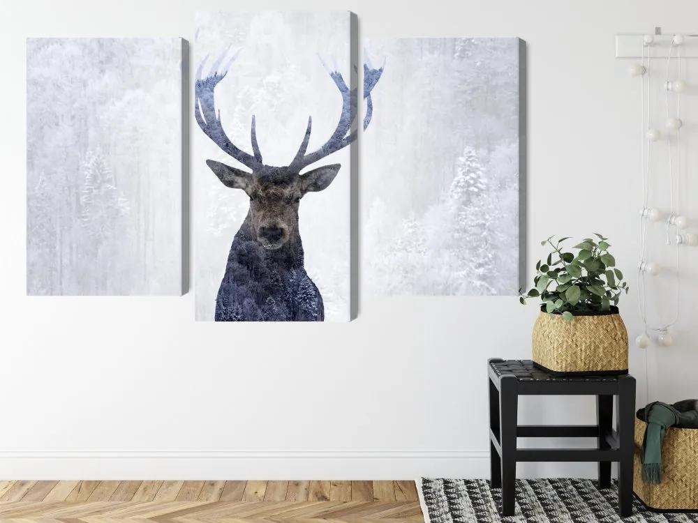 Vícedílný obraz Jelen V Zimním 3D Lese Nedostatek Nedostatek Plátno Canvas 180x120