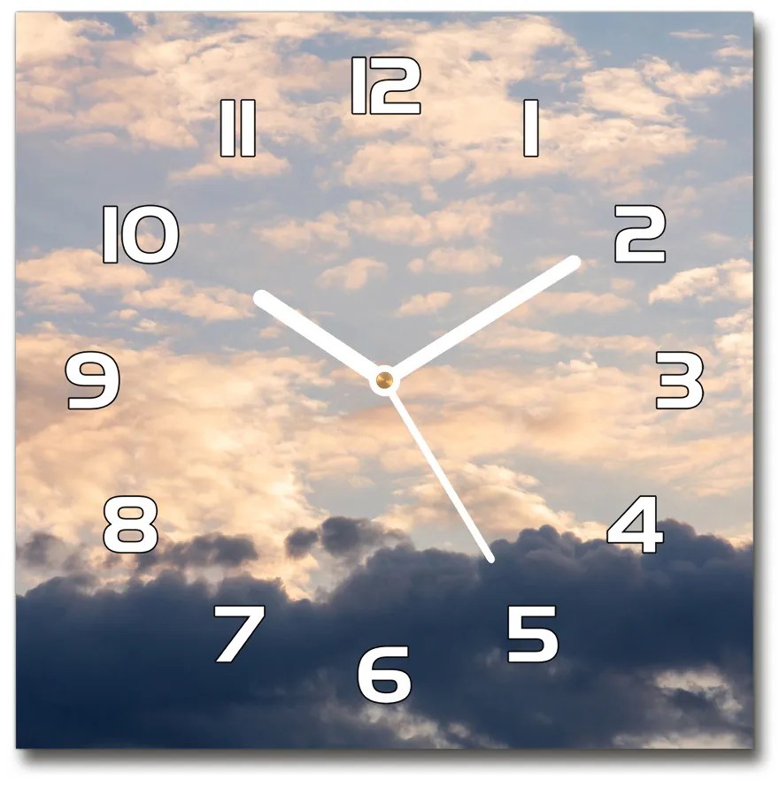 Wallmuralia Skleněné hodiny čtverec Mraky na nebi 30x30 cm