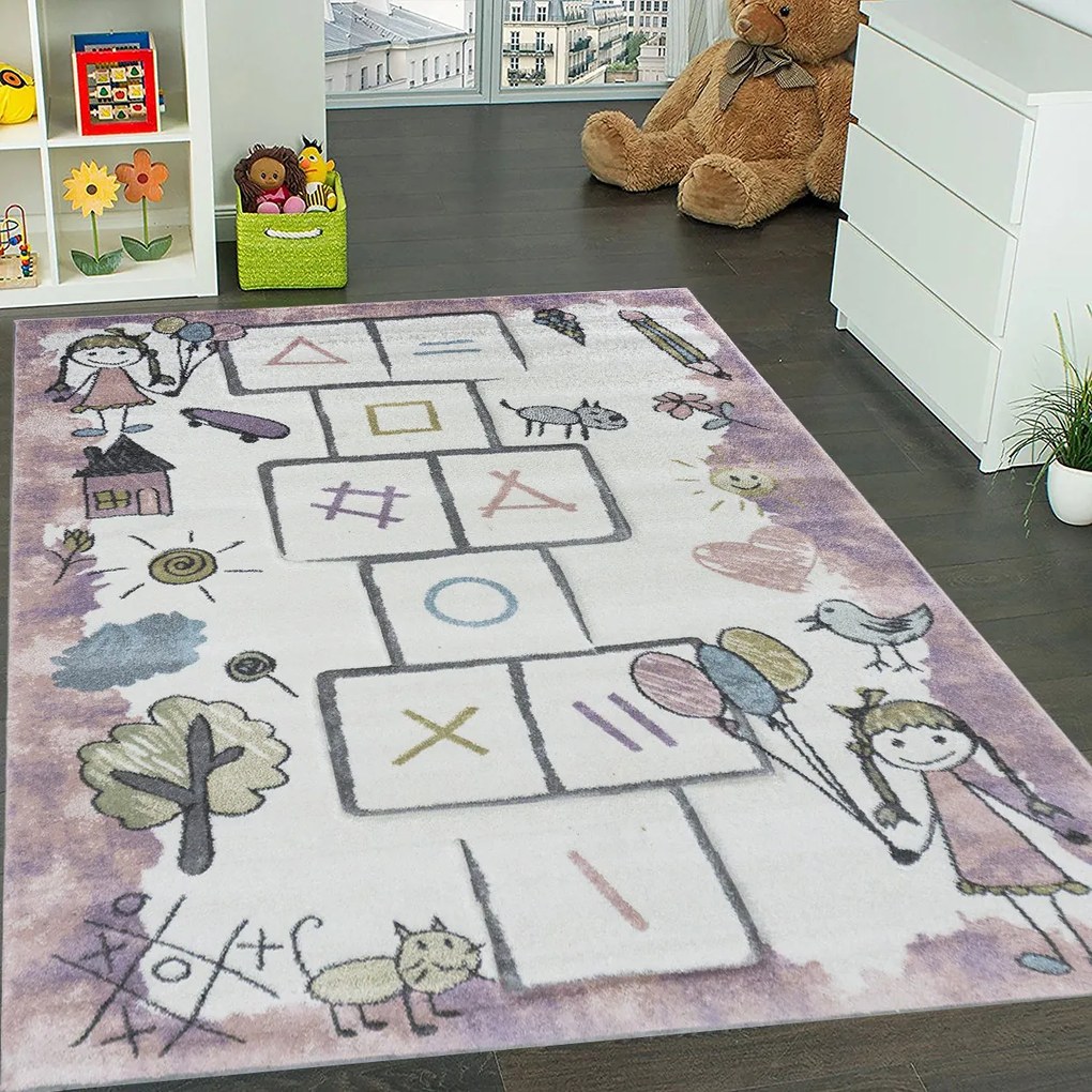 BE Dětský koberec Smart Kids 22923 PINK - růžový obdélníkový, skákací Rozměr: 120x180 cm
