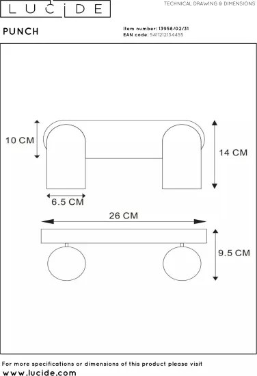 Lucide 13958/02/31 - Bodové svítidlo PUNCH 2xGU10/35W/230V bílá
