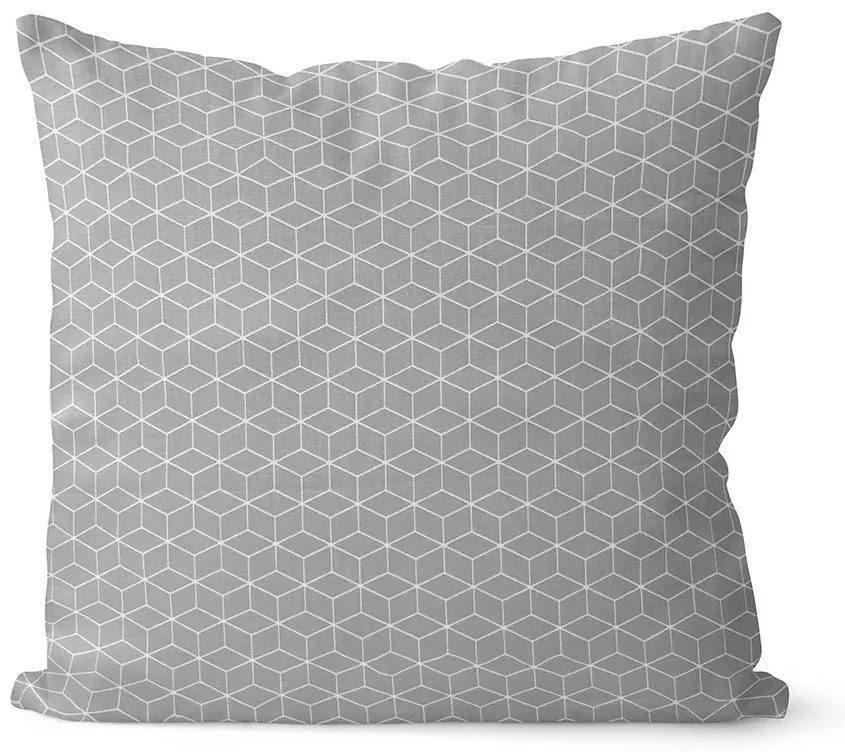 dekorativní geometrický povlak na polštář šedivý Fine squares 40x40 cm Obraz