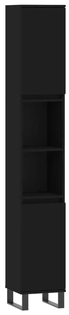3dílný set koupelnových skříněk černý kompozitní dřevo,  3187798