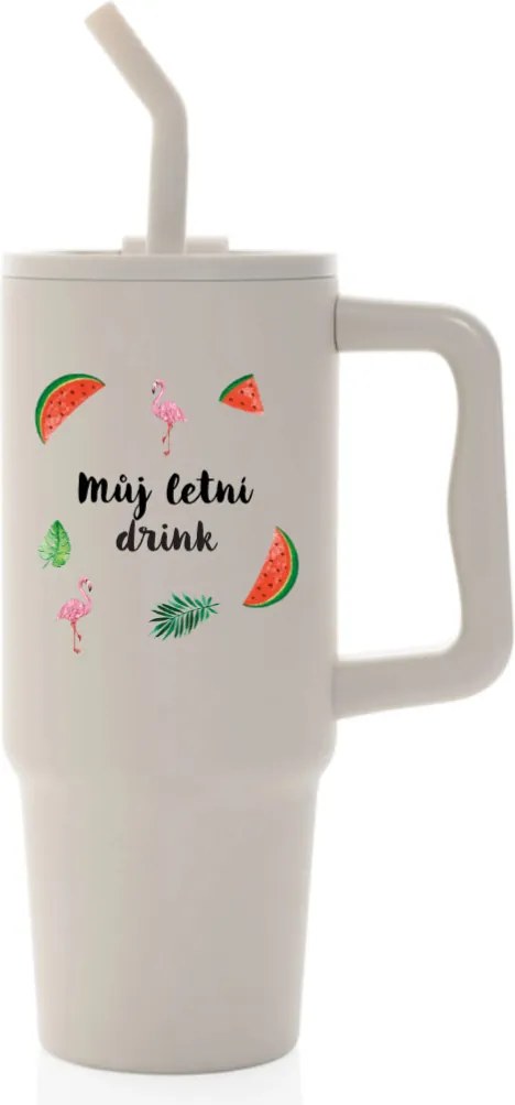 Personalizovaná nerezová termoska s barevným víčkem s letním mixem