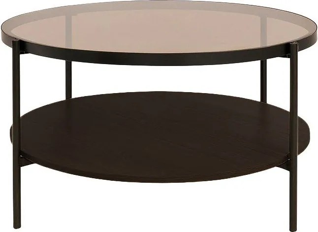 Hnědý kulatý konferenční stolek se skleněnou deskou ø 84 cm Hassel – Unique Furniture