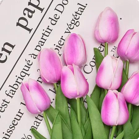 Bytová dekorace - kytice umělých tulipánů - 10 kusů Barva: 18 růžová