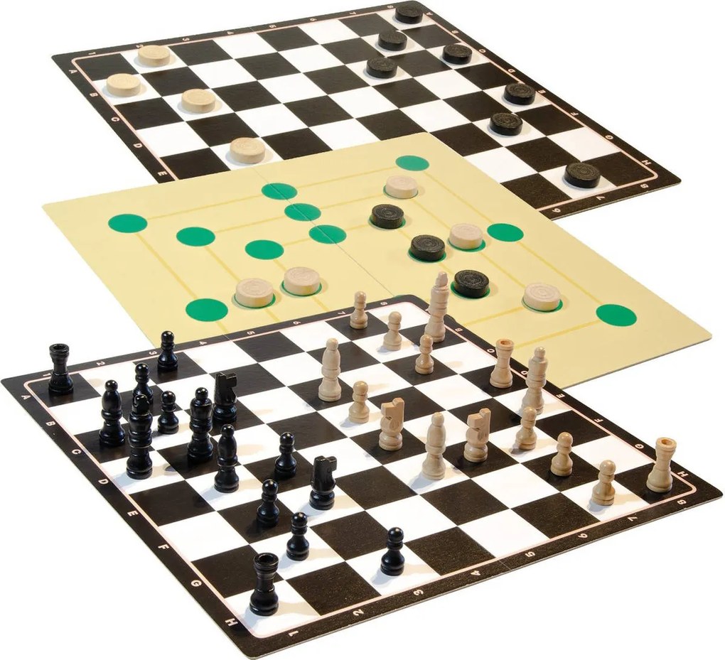 DINO DŘEVO Hra Šachy, Dáma, Mlýn 3v1 *SPOLEČENSKÉ HRY* dn631823