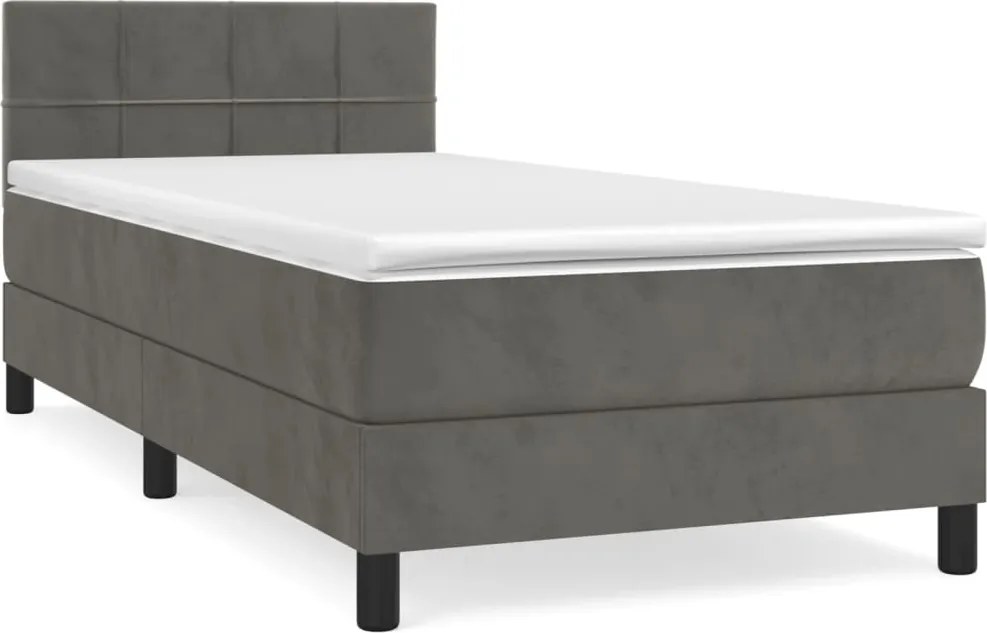 Box spring postel s matrací tmavě šedá 80 x 200 cm samet 3141270