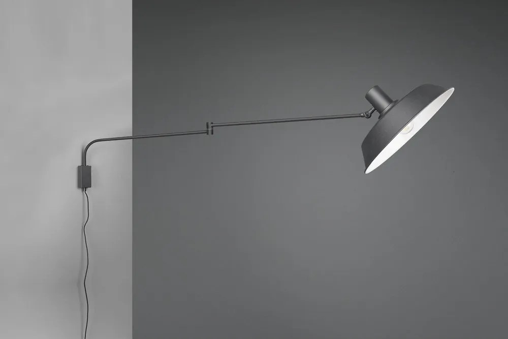 Matně černé nástěnné svítidlo s ohybatelnou konstrukcí do zásuvky ø 35,5 cm Bolder – Trio