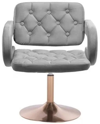 LuxuryForm DESIGN Otočná židle ADRIA VELUR na zlaté kulaté podstavě - šedá
